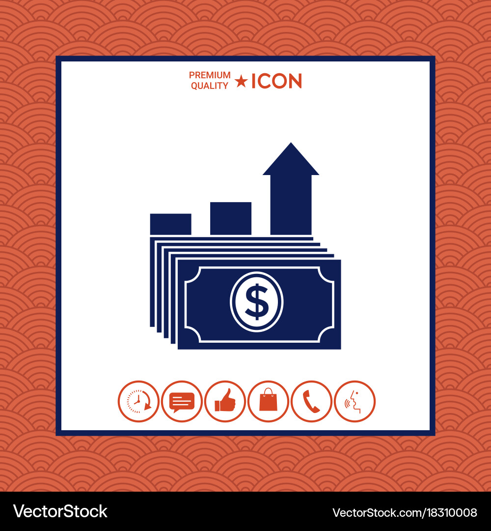 Dollar stack icon money growth concept Royalty Free Vector