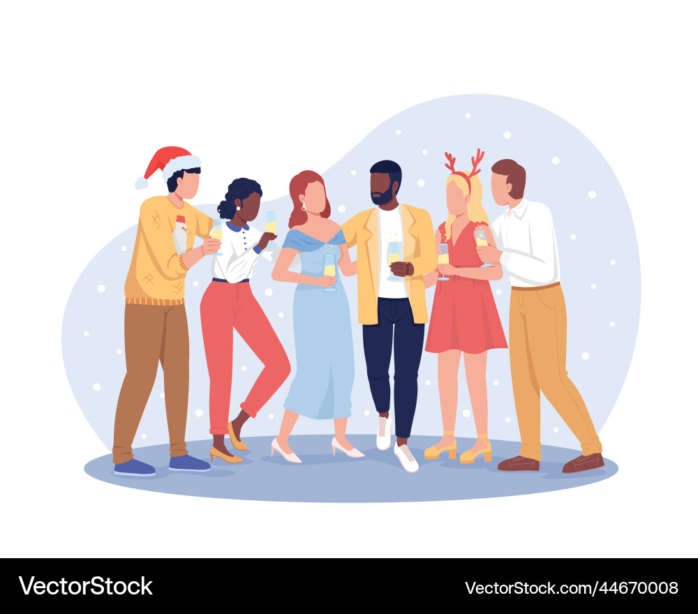 Friends celebrating christmas 2d isolated Vector Image