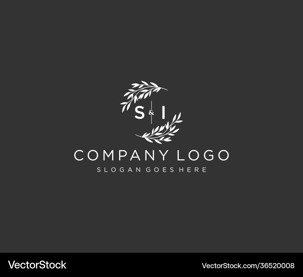 Initial si letters floral frames monogram wedding Vector Image