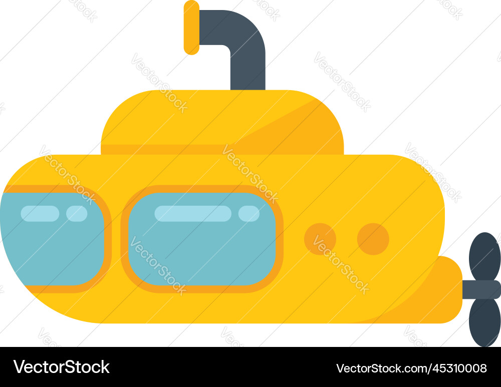 Marine submarine icon flat sea ship Royalty Free Vector