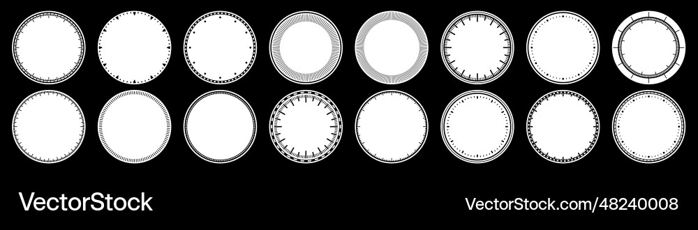 Mechanical clock faces bezel watch dial Royalty Free Vector