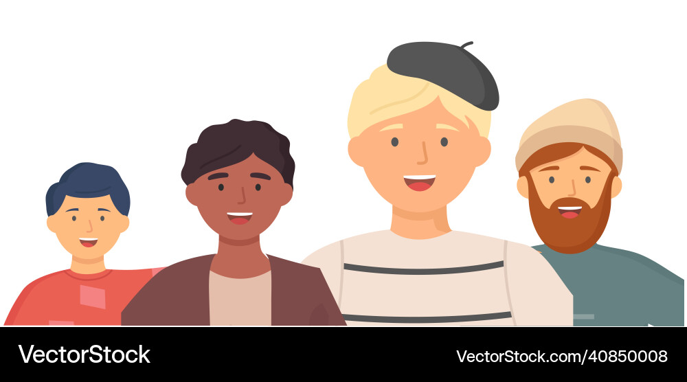Multiethnic group of people standing together Vector Image