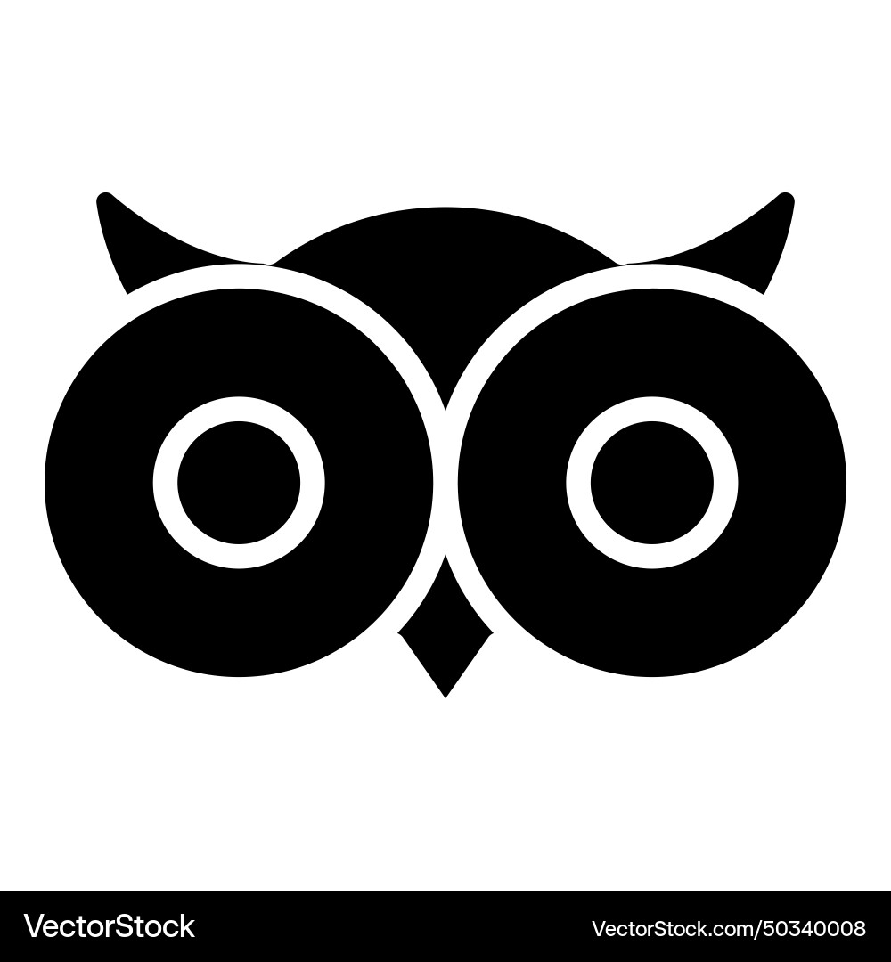 Owl face flat icon isolated on white background Vector Image