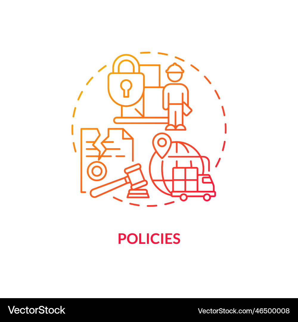 Policies red gradient concept icon Royalty Free Vector Image