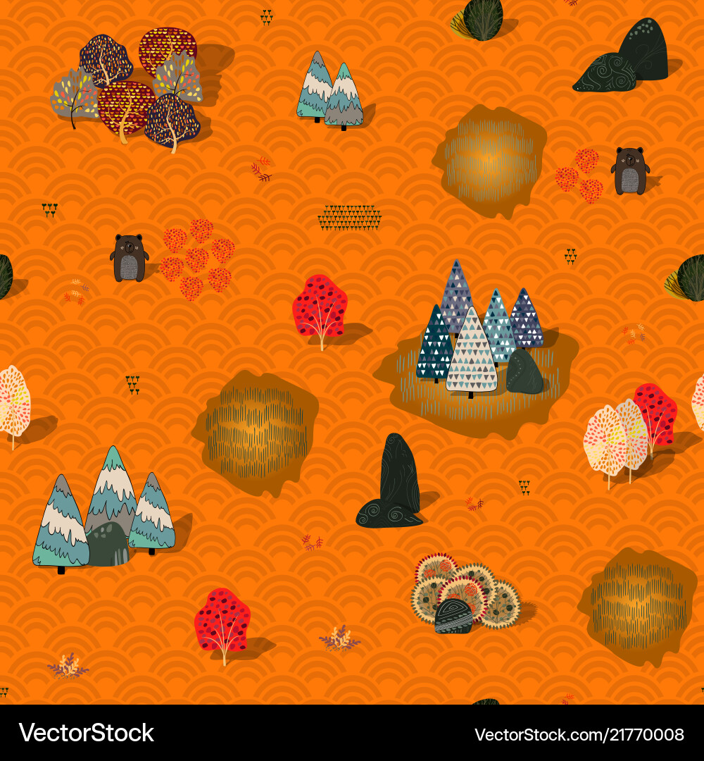 Seamless background with stylized autumn trees Vector Image