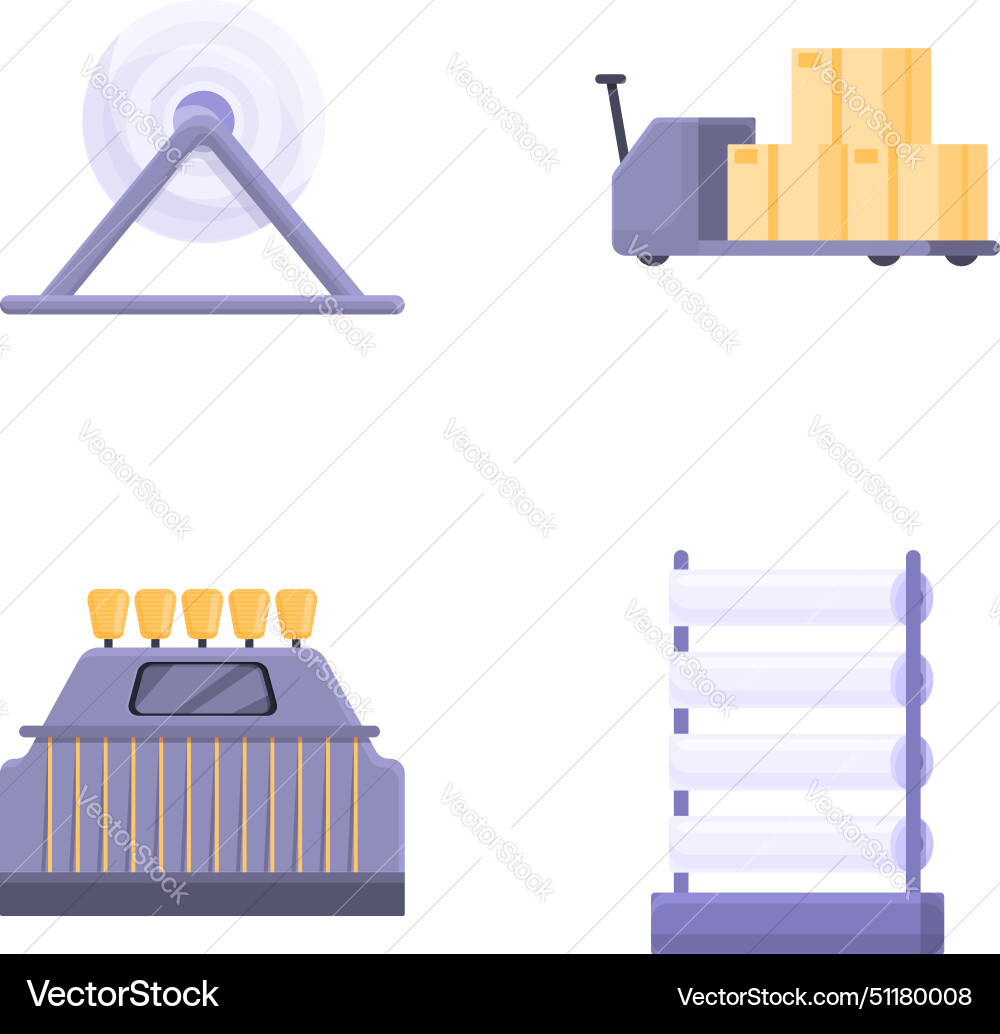 Textile industry icons set cartoon Royalty Free Vector Image