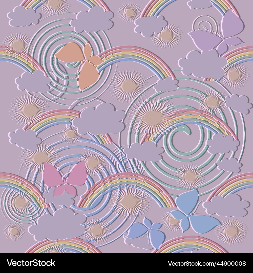 Textured 3d cartoon seamless pattern embossed Vector Image