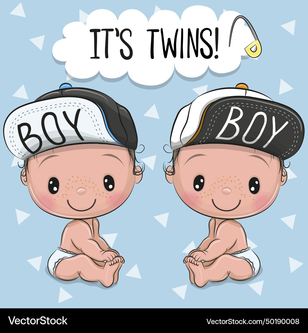 Two cute cartoon twins boys Royalty Free Vector Image