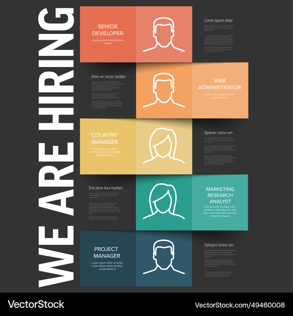 We are hiring minimalistic dark flyer template Vector Image
