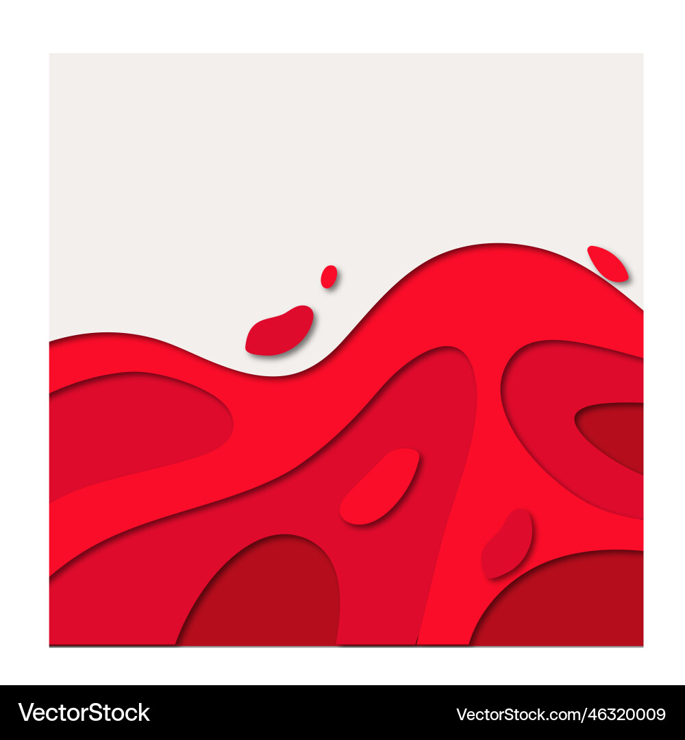 Abstract red blood papercut wave Royalty Free Vector Image