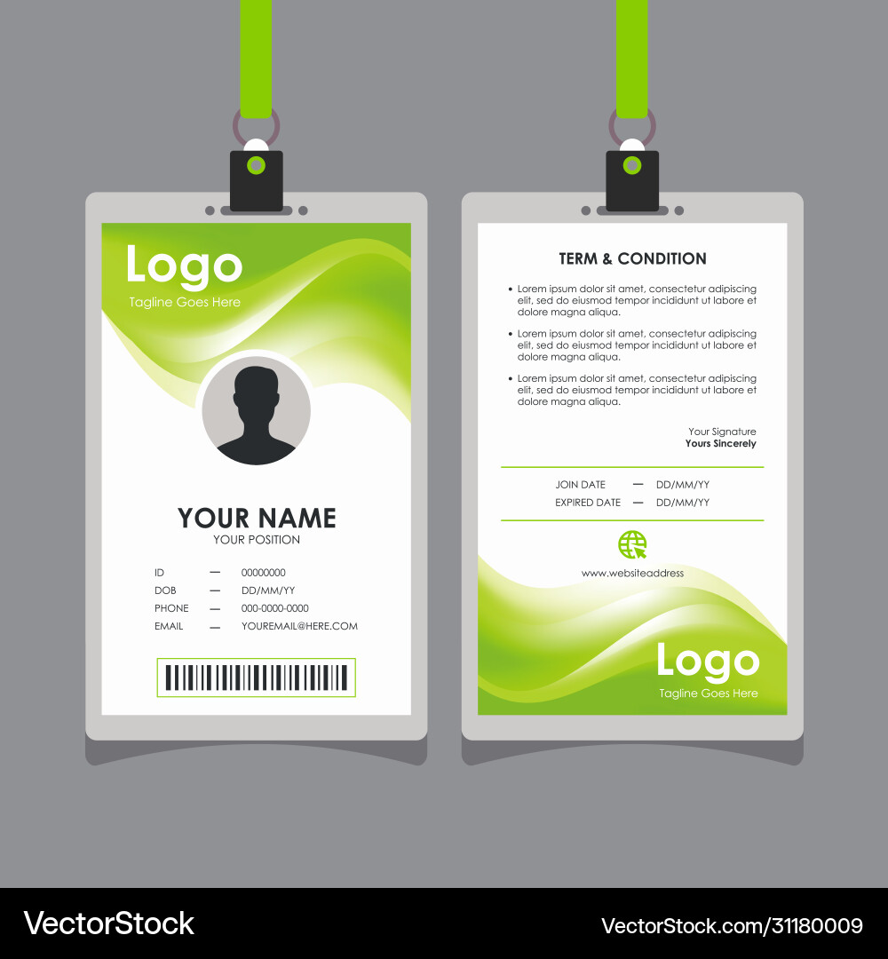 Abstract soft natural green wave id card design Vector Image