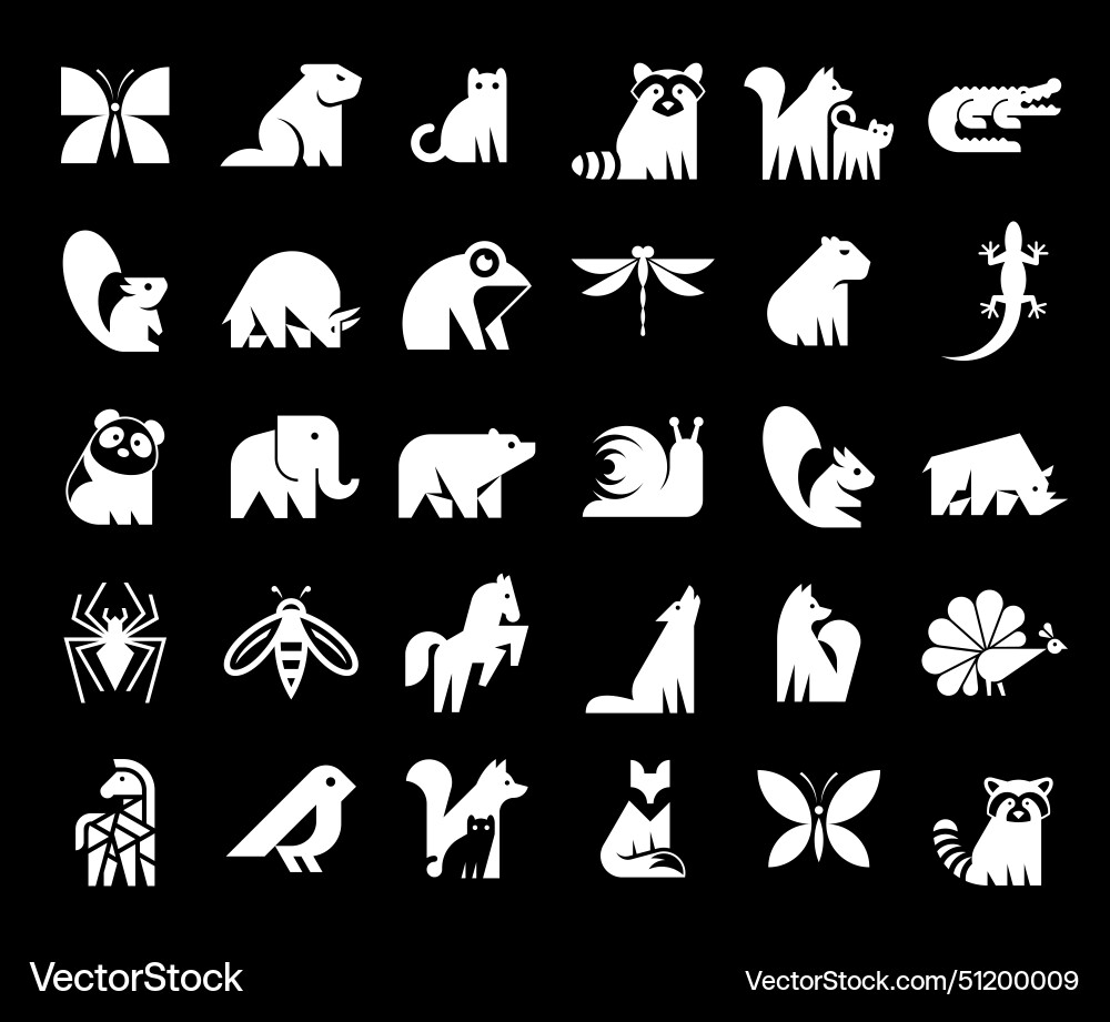Animals logos collection Royalty Free Vector Image