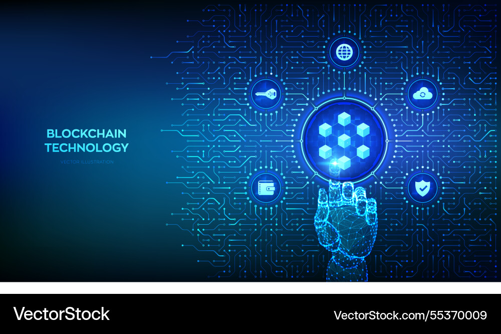 Blockchain technology decentralized network Vector Image