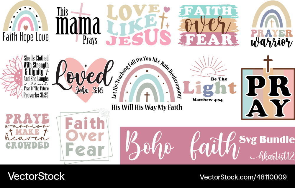 Boho faith svg bundle Royalty Free Vector Image