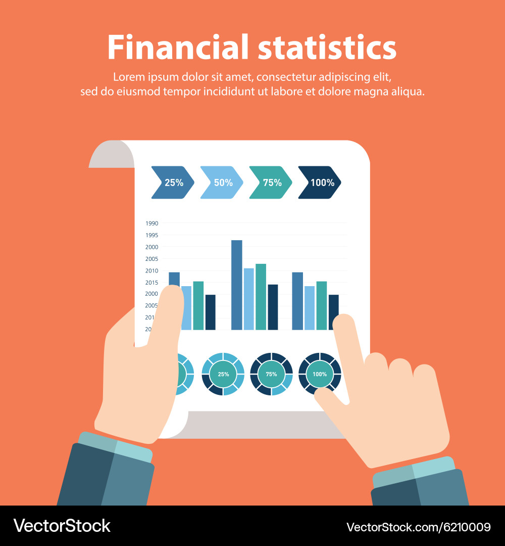 Business person analyzing financial statistics Vector Image