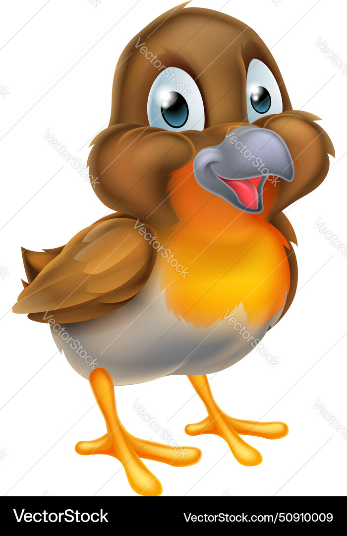 Cartoon robin bird Royalty Free Vector Image - VectorStock