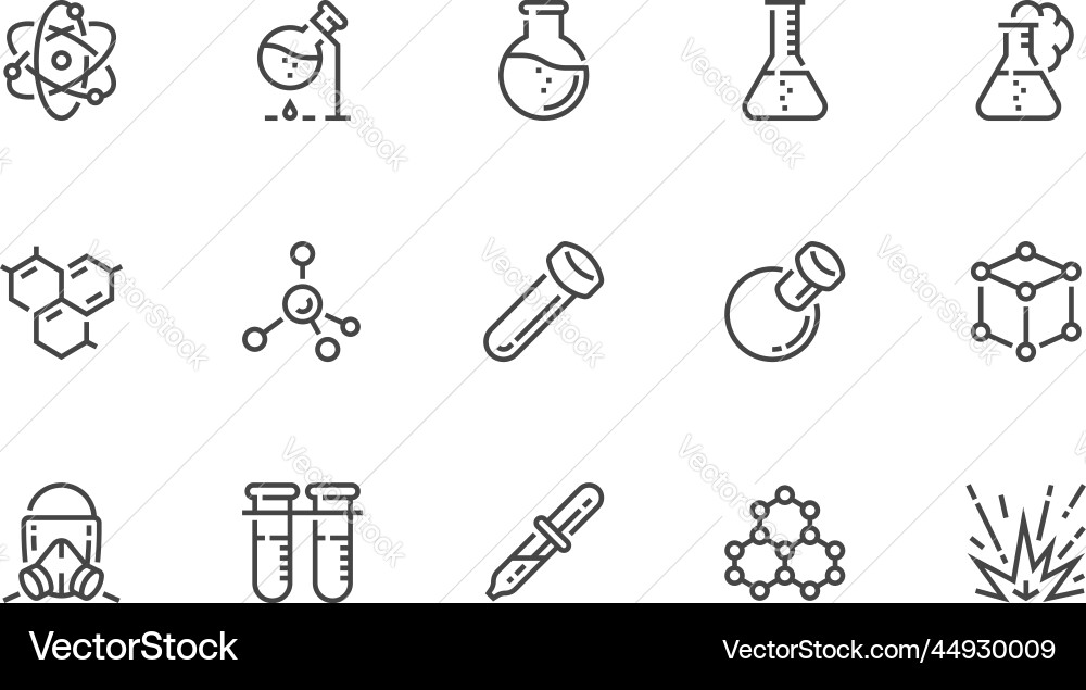 Chemistry line icons set Royalty Free Vector Image
