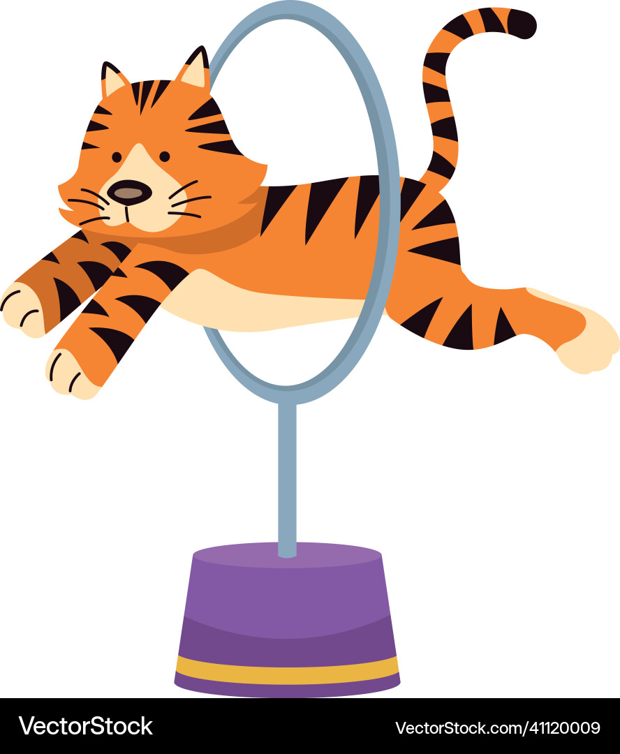 Circus tiger jumping Royalty Free Vector Image