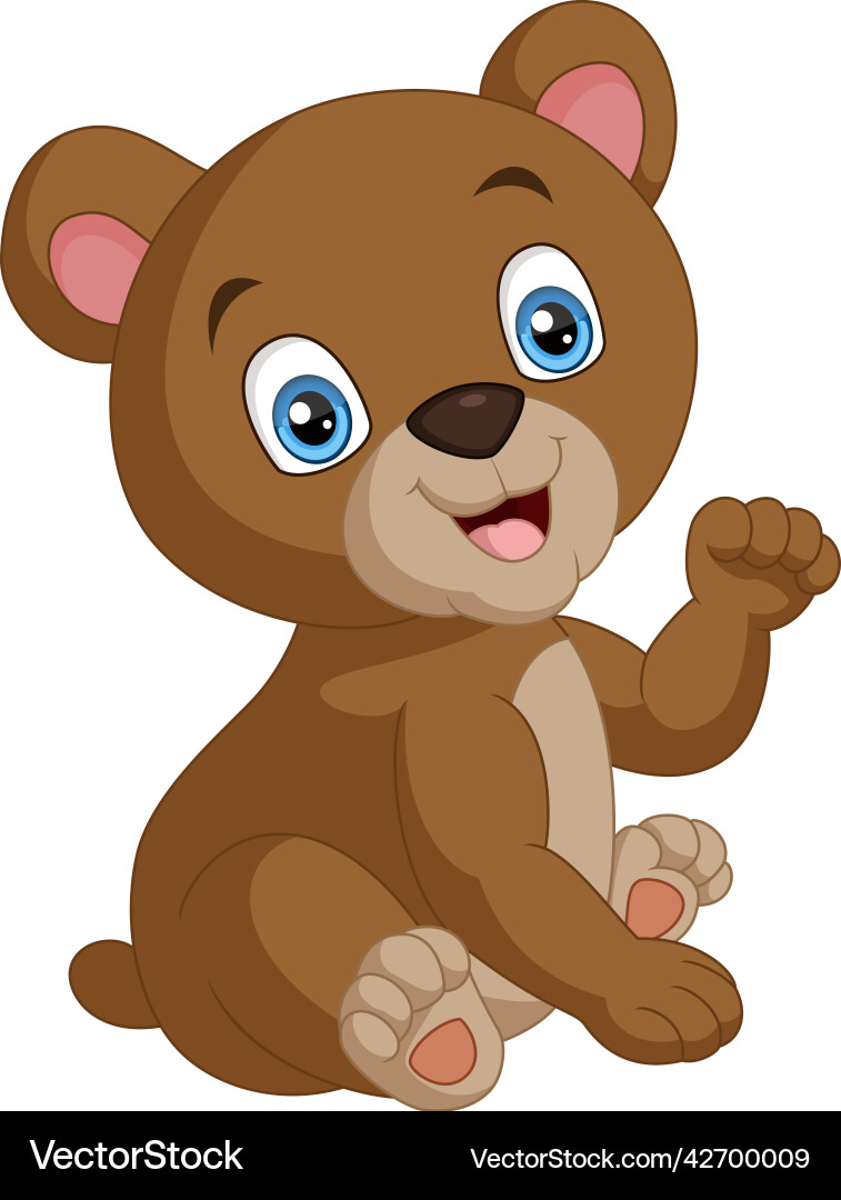 Cute little bear cartoon sitting Royalty Free Vector Image