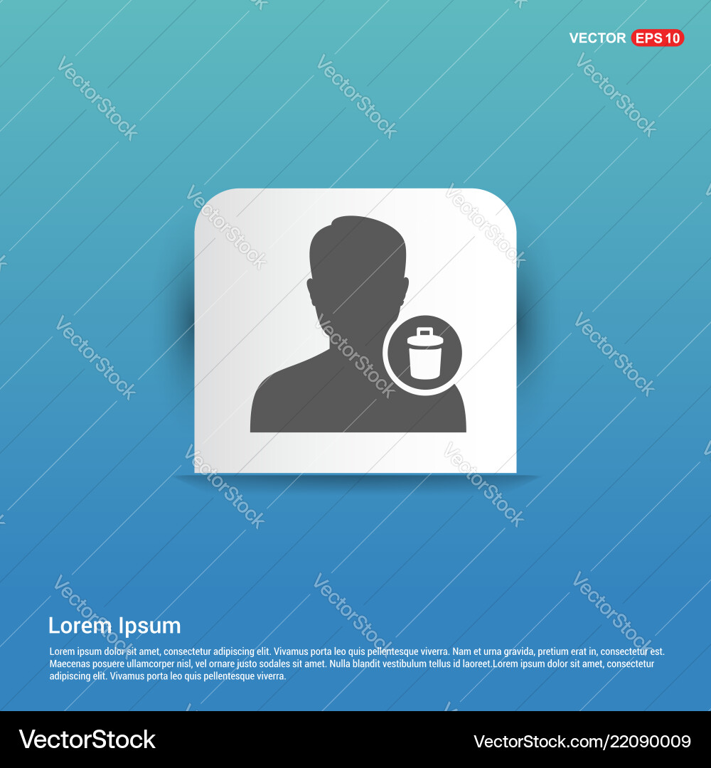 Delete user icon - blue sticker button Royalty Free Vector