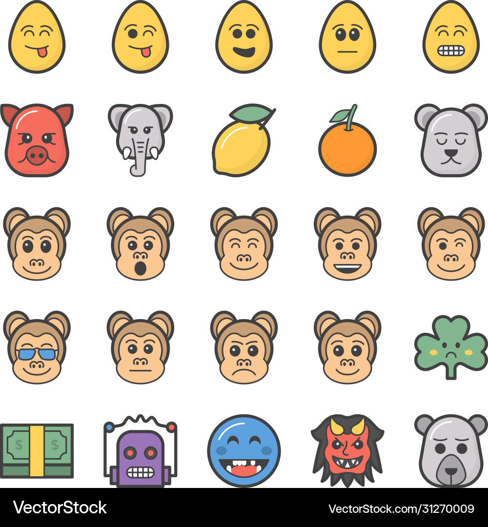 Emoticons icons pack Royalty Free Vector Image