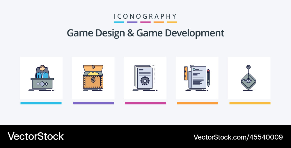 Game design and development line filled 5 Vector Image