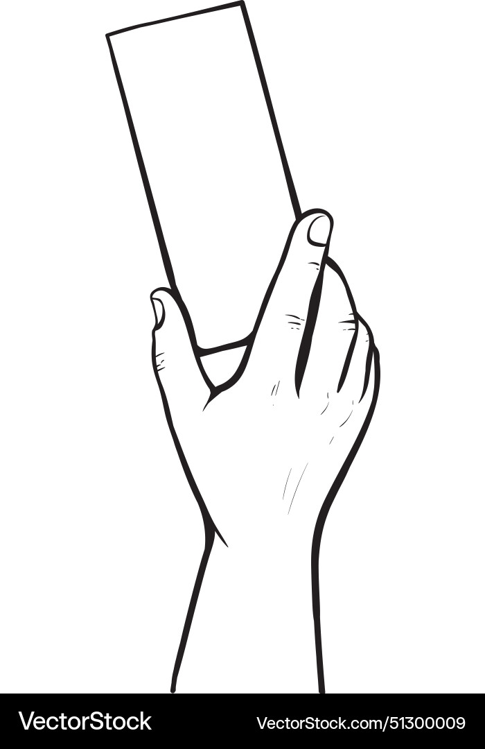 Male hand holding rectangle paper sheet empty Vector Image