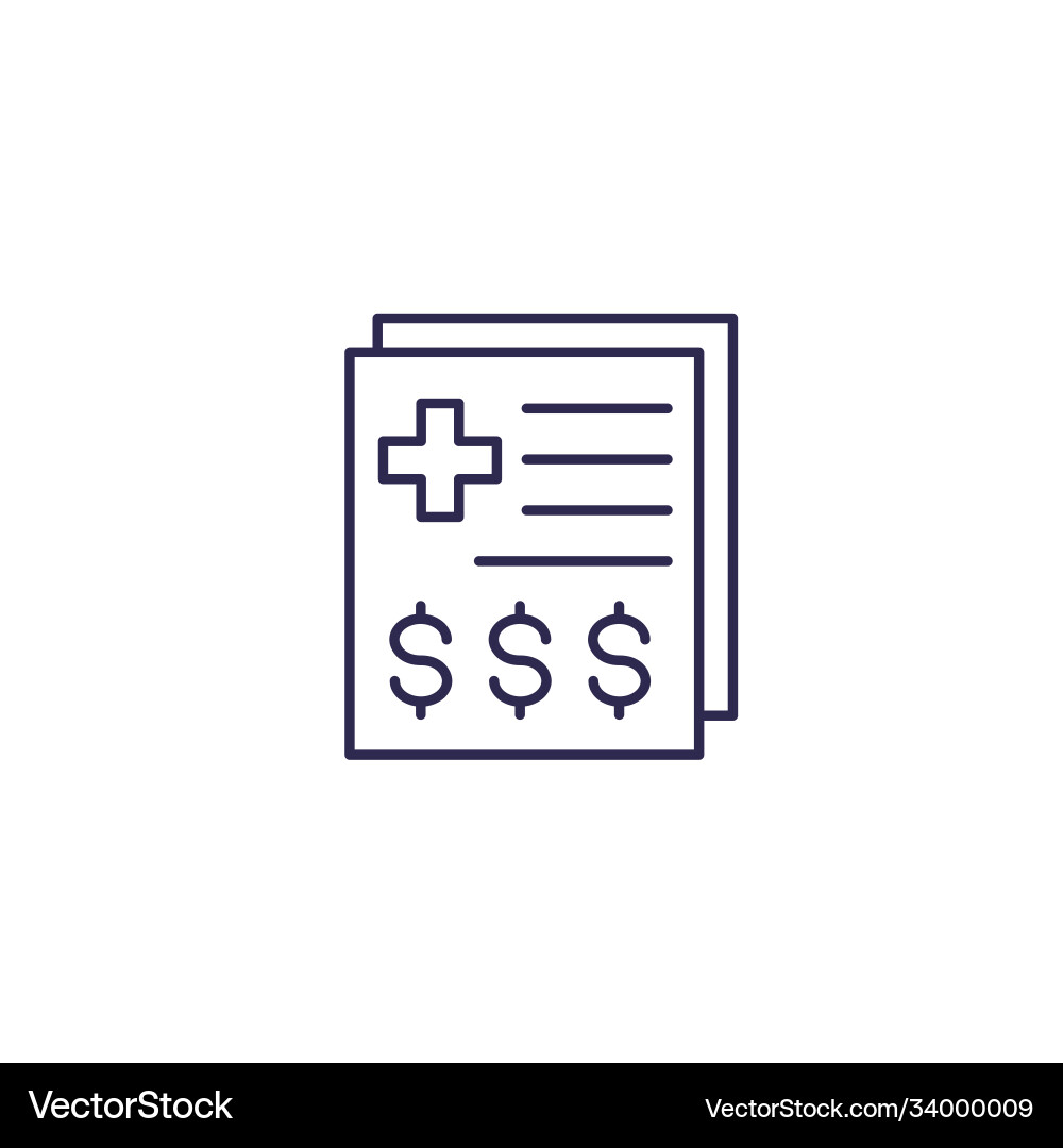 Medical bill icon on white line Royalty Free Vector Image