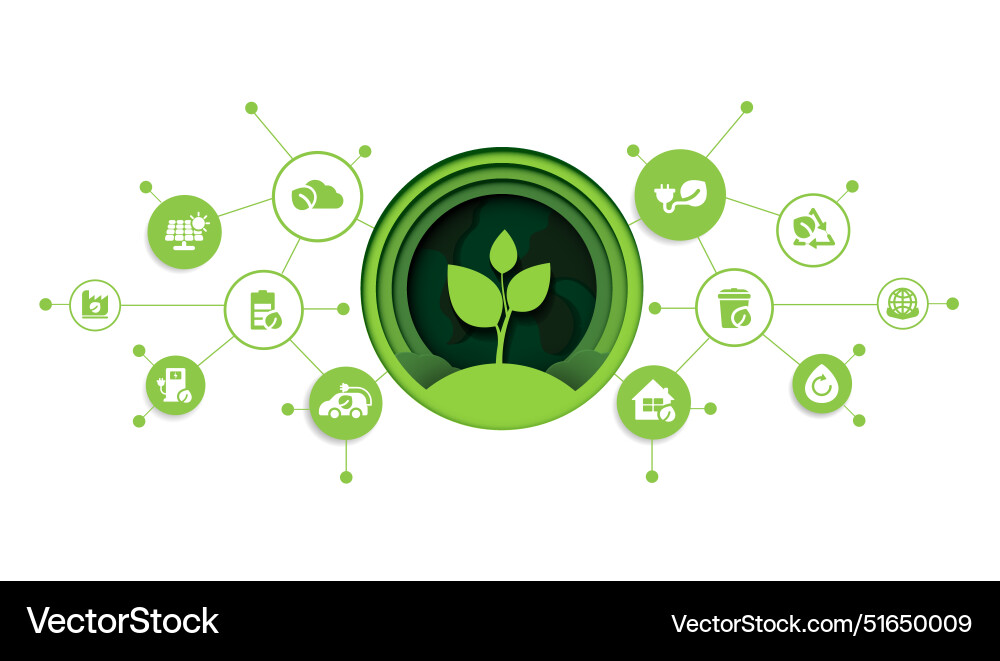 Paper cut of eco technology or environmental Vector Image