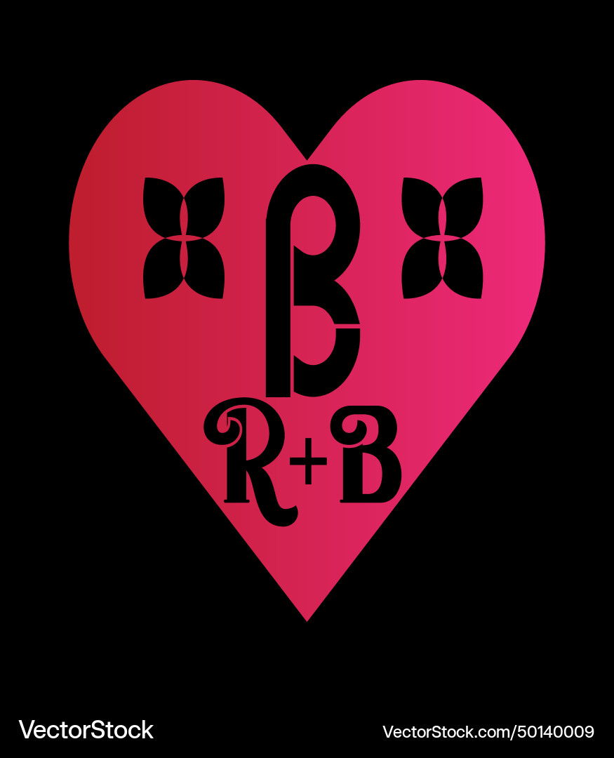 Rb love react template design Royalty Free Vector Image