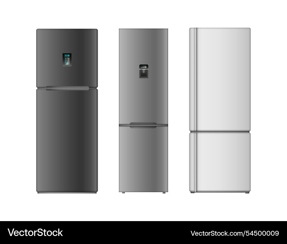 Realistic modern refrigerators with sensors Vector Image