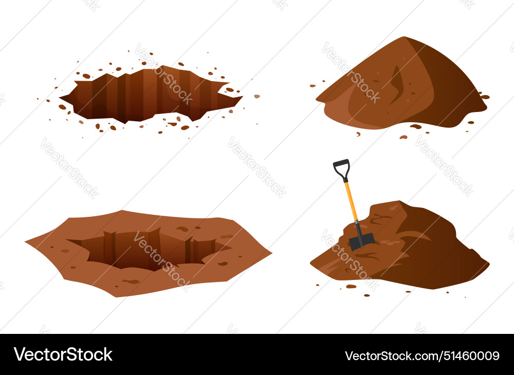 Soil Pit and Heap Cartoon Royalty Free Vector Image