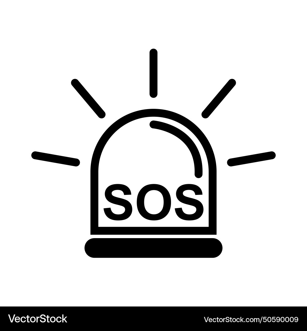 Sos help icon safety support alert flat design Vector Image