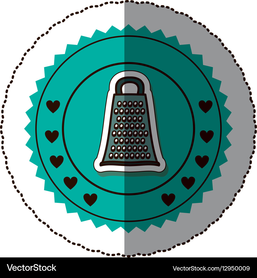 Sticker color round frame with grater Royalty Free Vector
