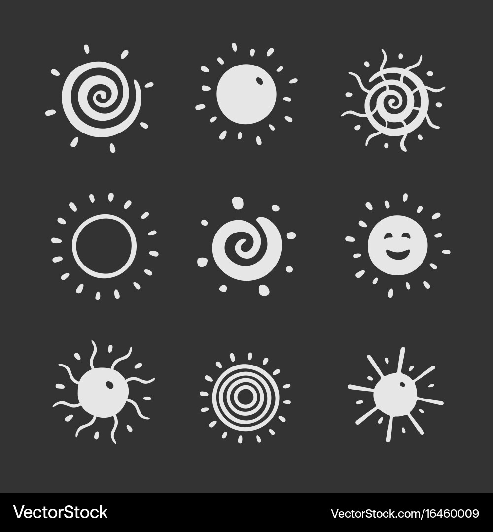 Sun symbols Royalty Free Vector Image - VectorStock