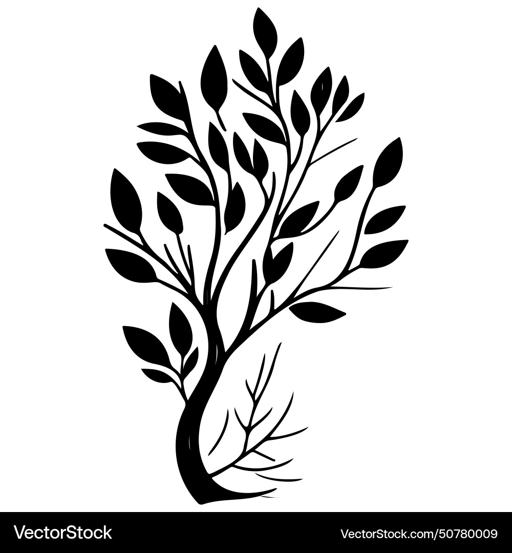 Tree half spring autumn floral sketch draw Vector Image