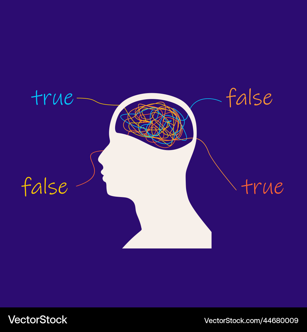 True and false concept tangled ball of threads Vector Image