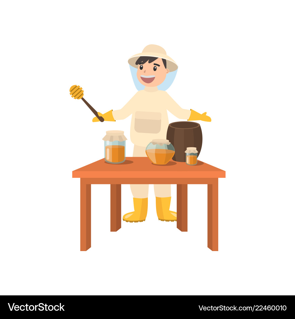 Beekeeper collects honey from bees Royalty Free Vector Image