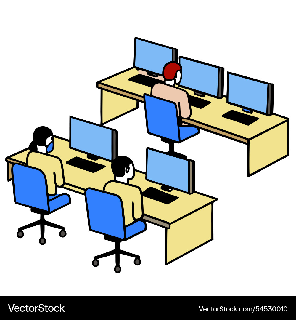 Call center with cartoon representative Royalty Free Vector