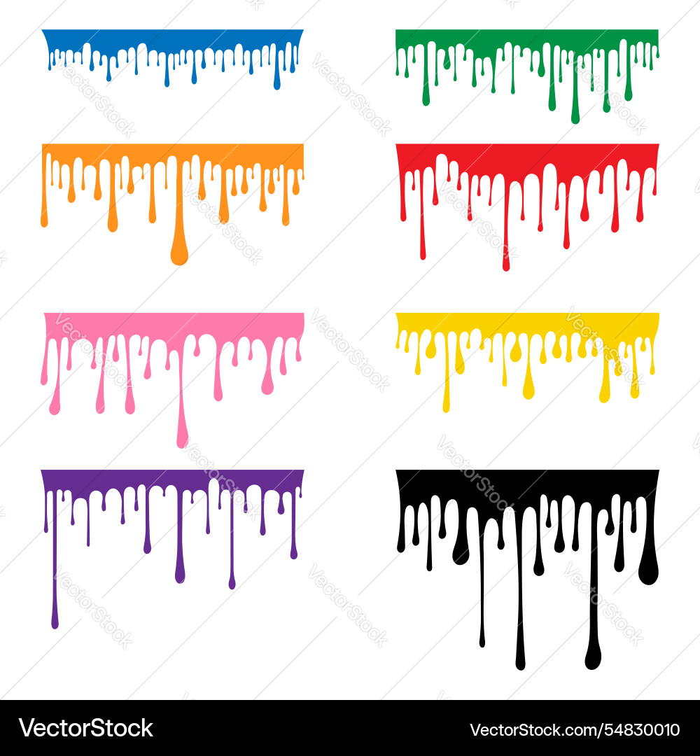Colorful paint dripping borders flow down Vector Image