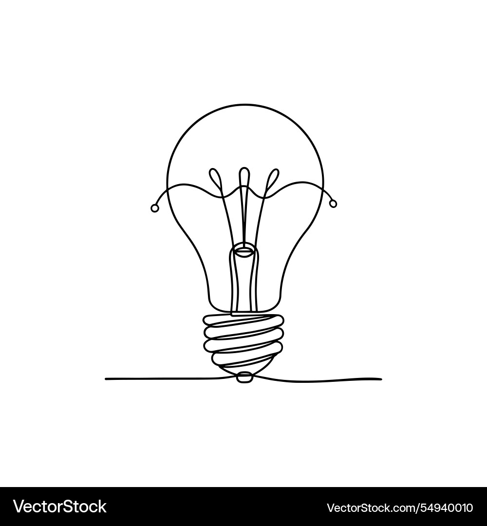 Electic light bulb continuous line art flat Vector Image