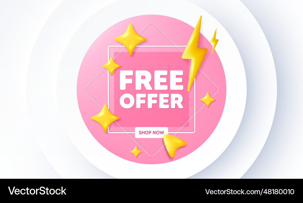 Free offer tag special sign neumorphic Royalty Free Vector