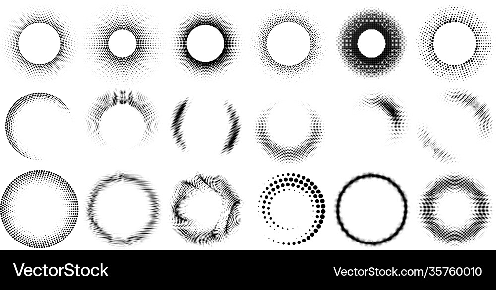 Halftone round frames Royalty Free Vector Image