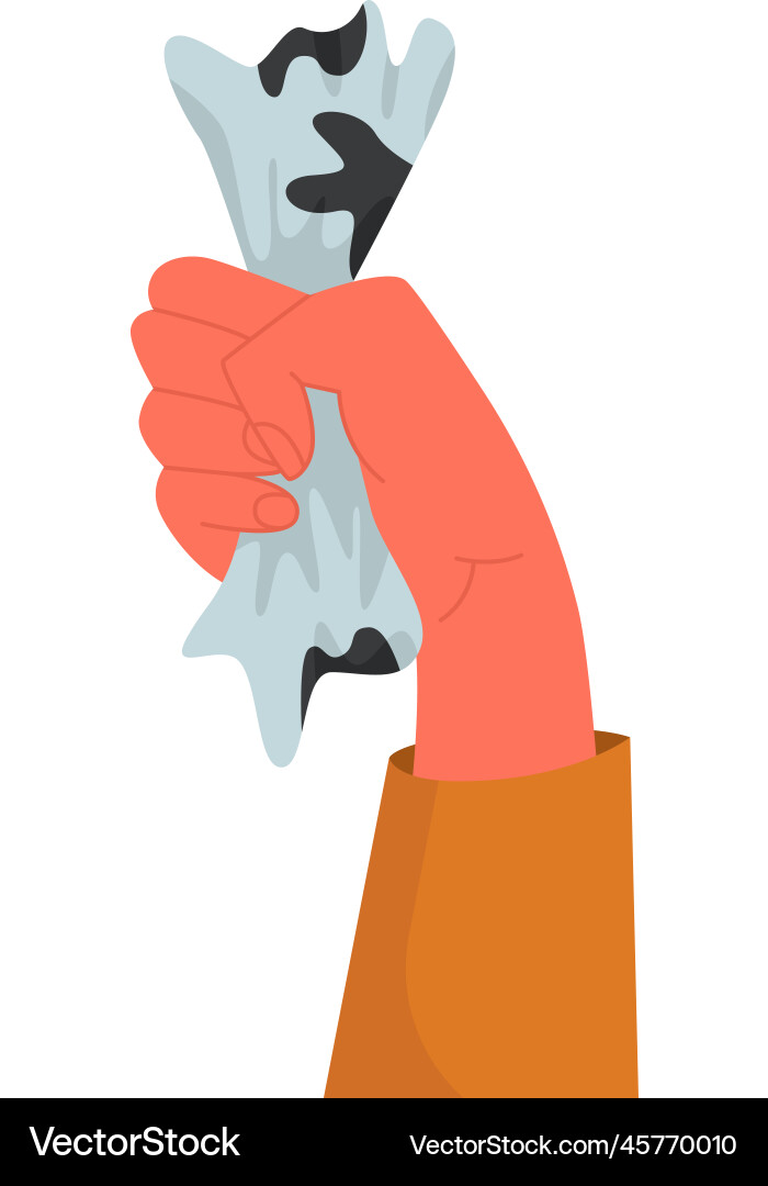 Hand holding crumpled paper flat icon trash Vector Image