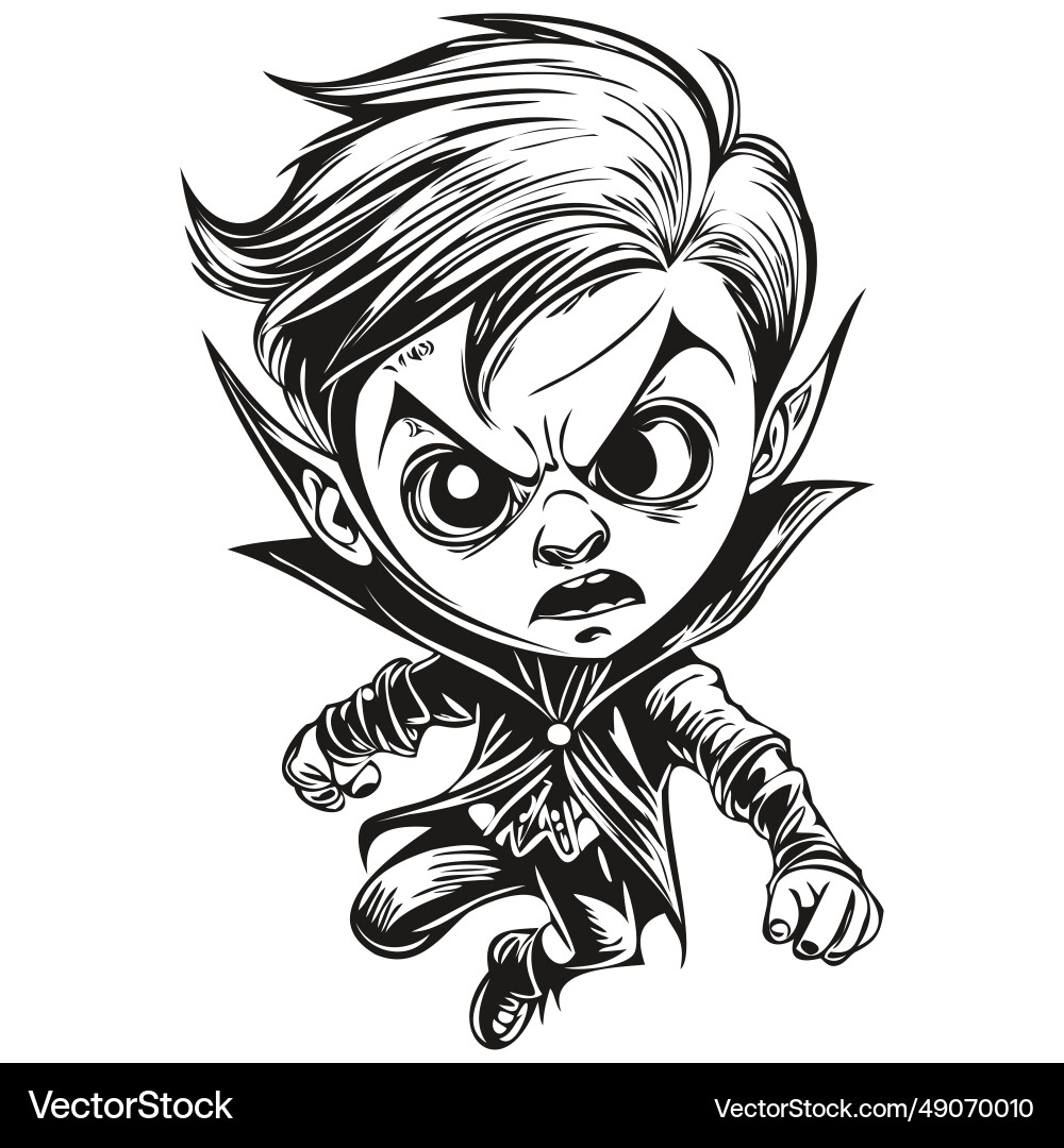 Haunting hand-drawn image of a scary vampire Vector Image