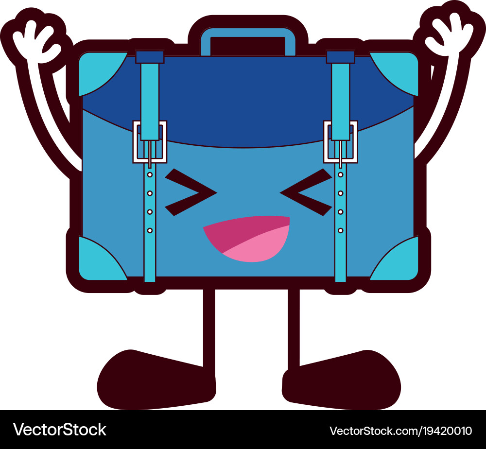 Line color happy backpack kawaii with arms Vector Image