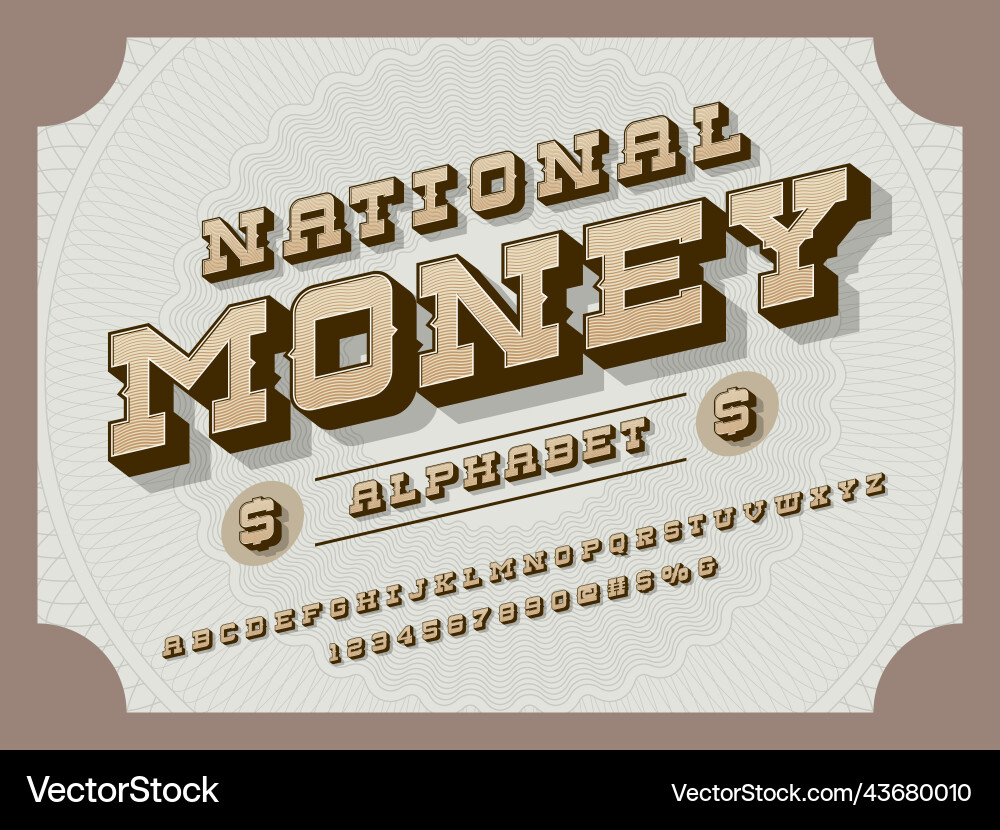 Money font Royalty Free Vector Image - VectorStock