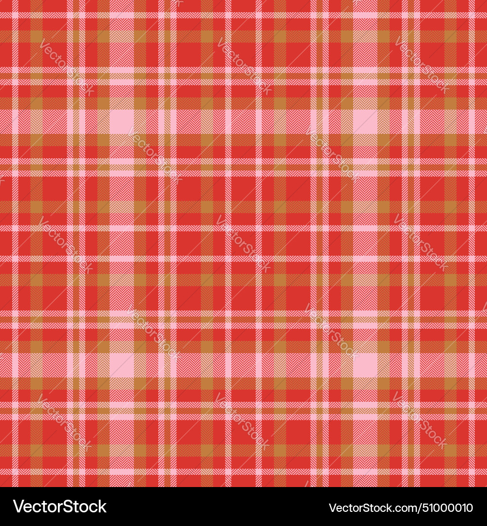 Plaid seamless pattern in red check fabric Vector Image
