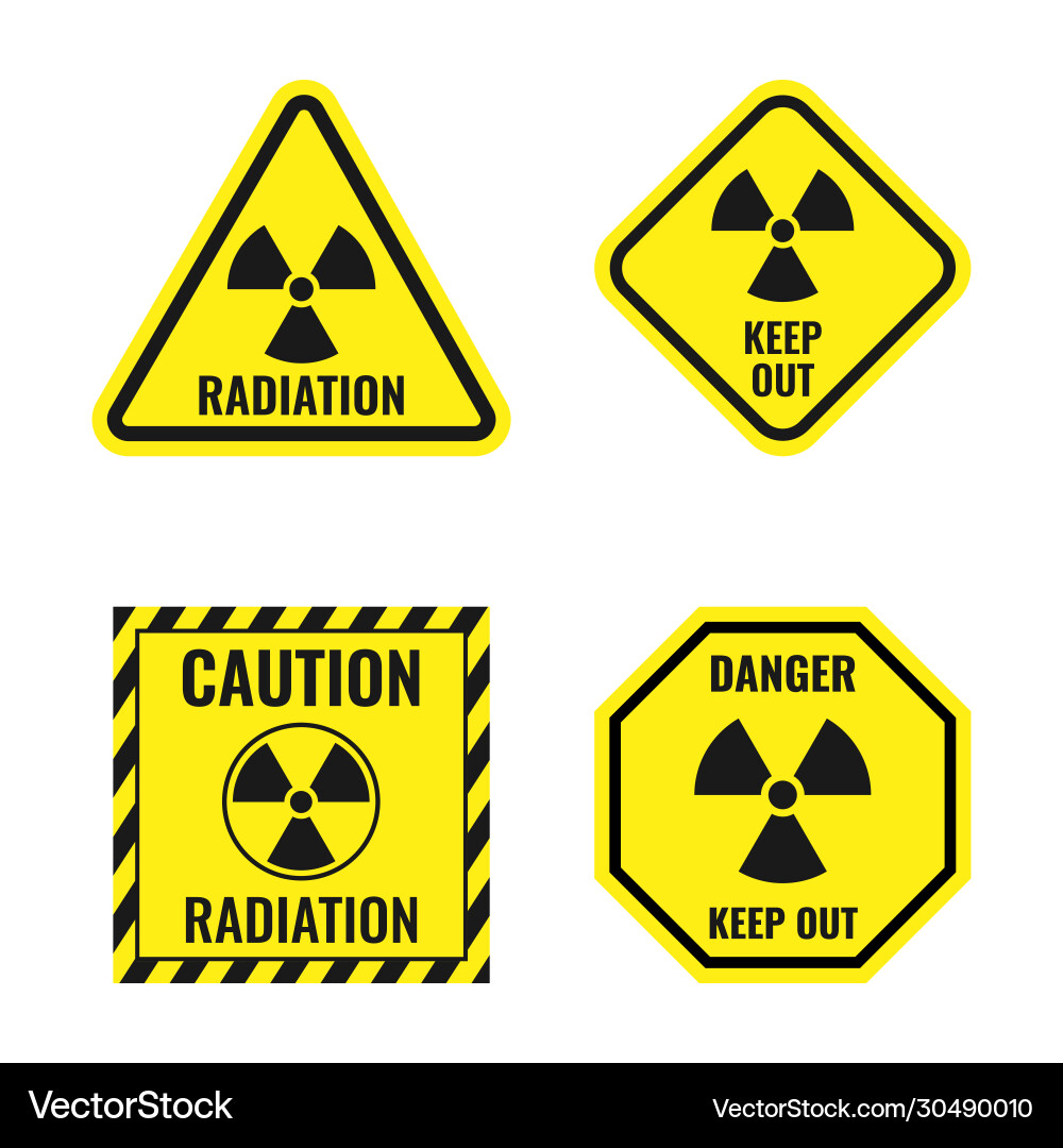 Radiation risk icon set radioactive hazard signs Vector Image
