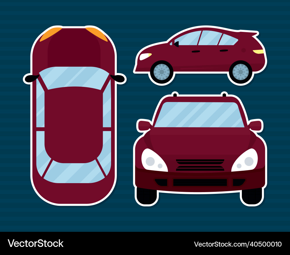 Rote Auto-Icon-Set Lizenzfreies Vektorbild - VectorStock